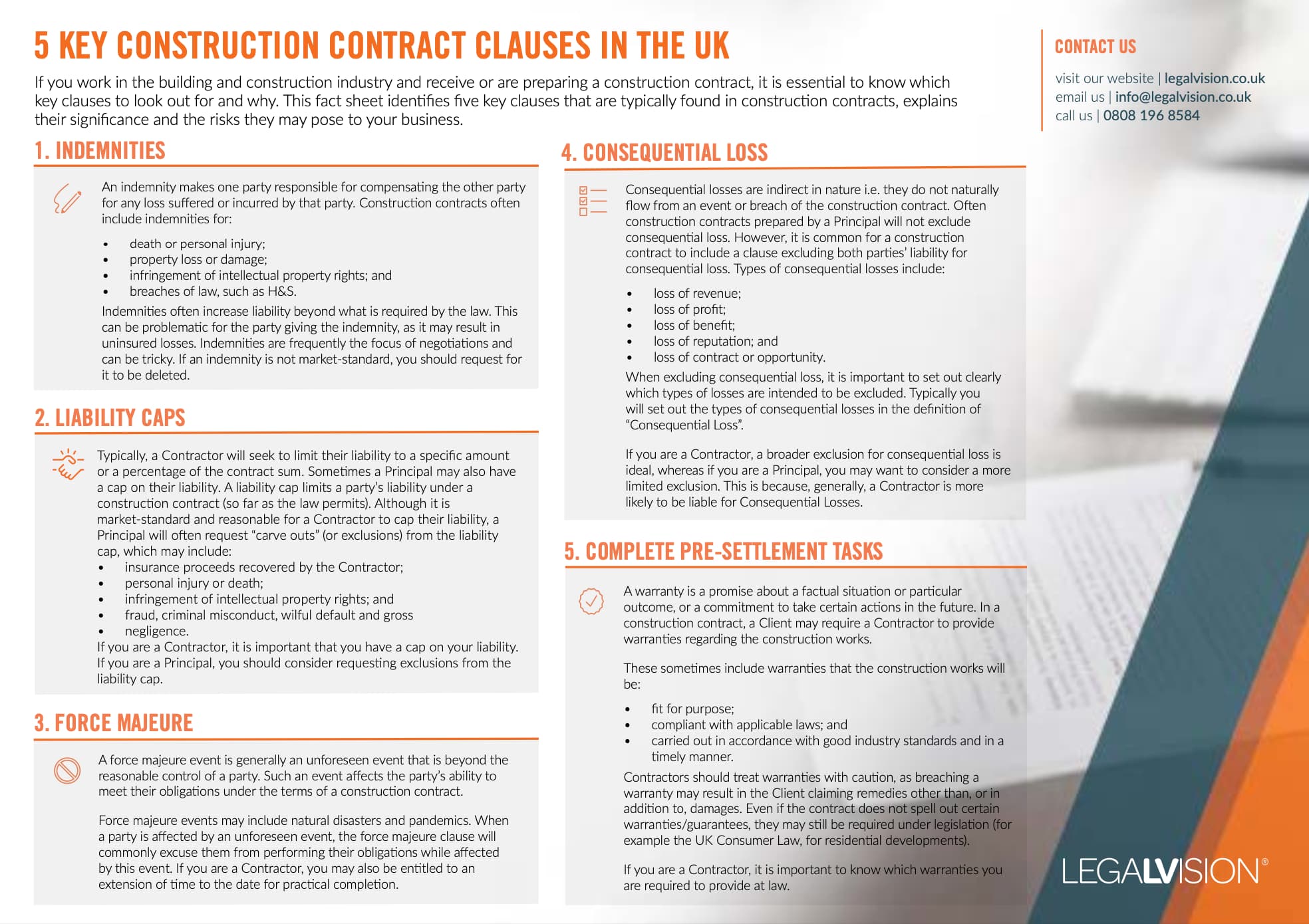 5 Key Construction Contract Clauses in the UK | LegalVision UK